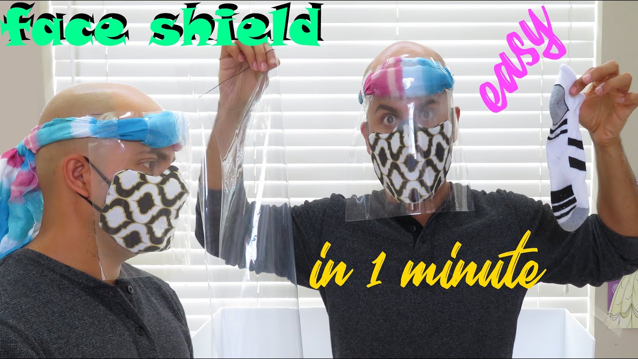How to Make a Face Shield in 1 minute with $1 using a Sock and Clear ...